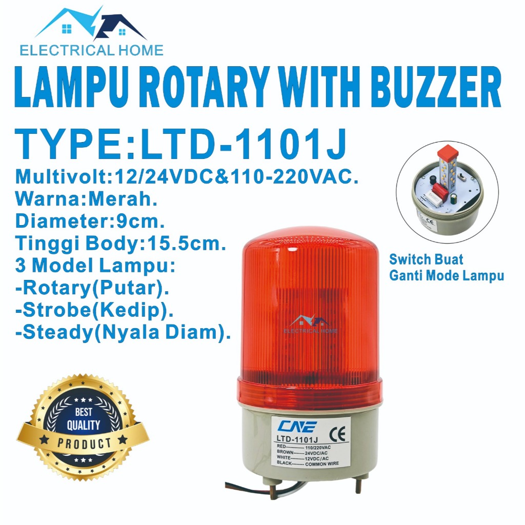 Jual ROTARY LAMP LED WITH BUZZER LTD-1101J MERAH MULTI VOLT/MULTI ...