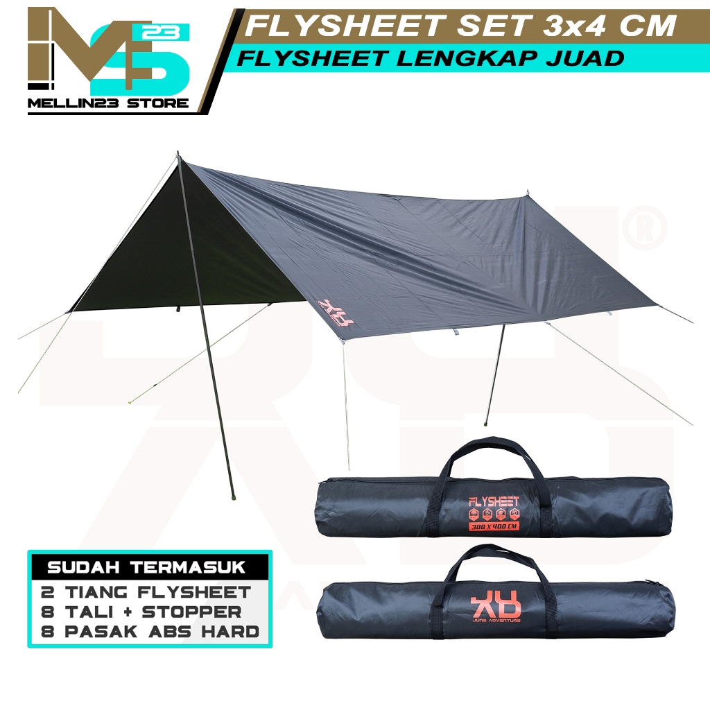 Jual flysheet set komplit June Adventure 3x4 meter polyester 3000 mm ...