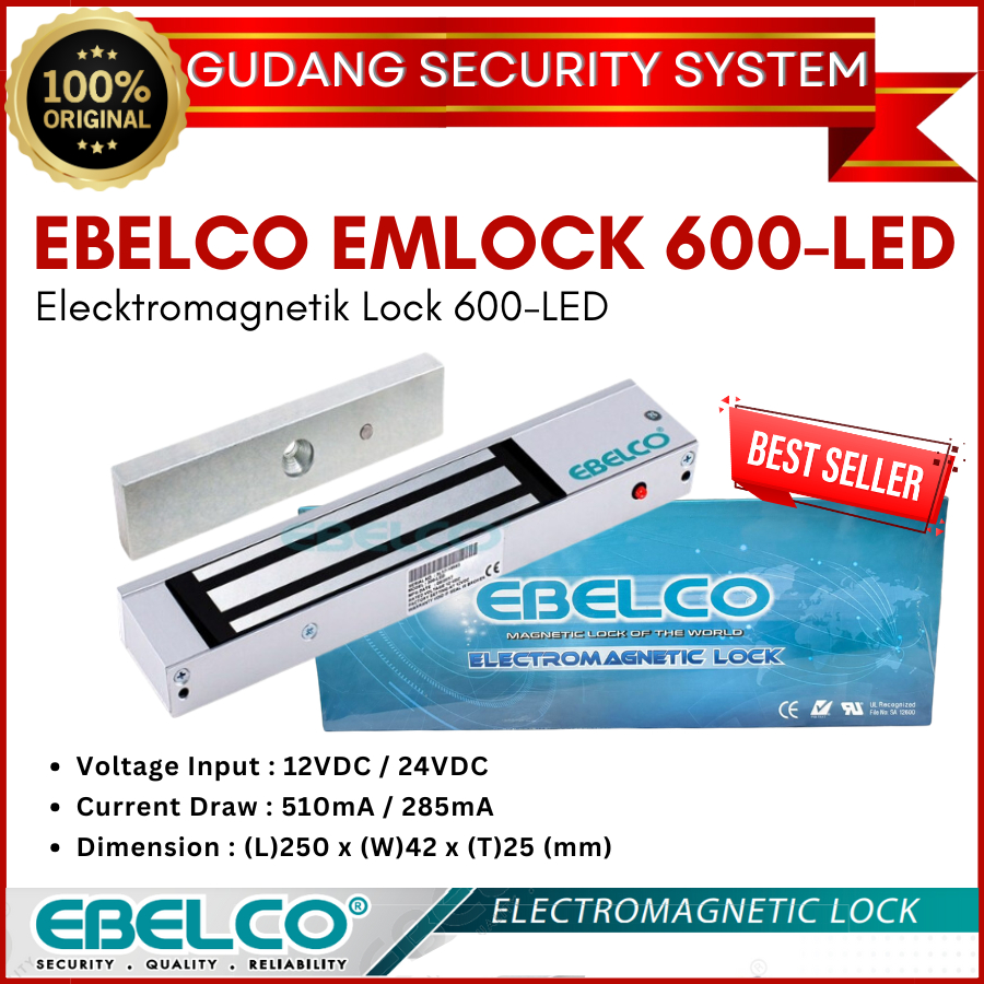 Jual Ebelco Emlock 600 Magnetic Lock (Em Lock 600 lbs) | Shopee Indonesia