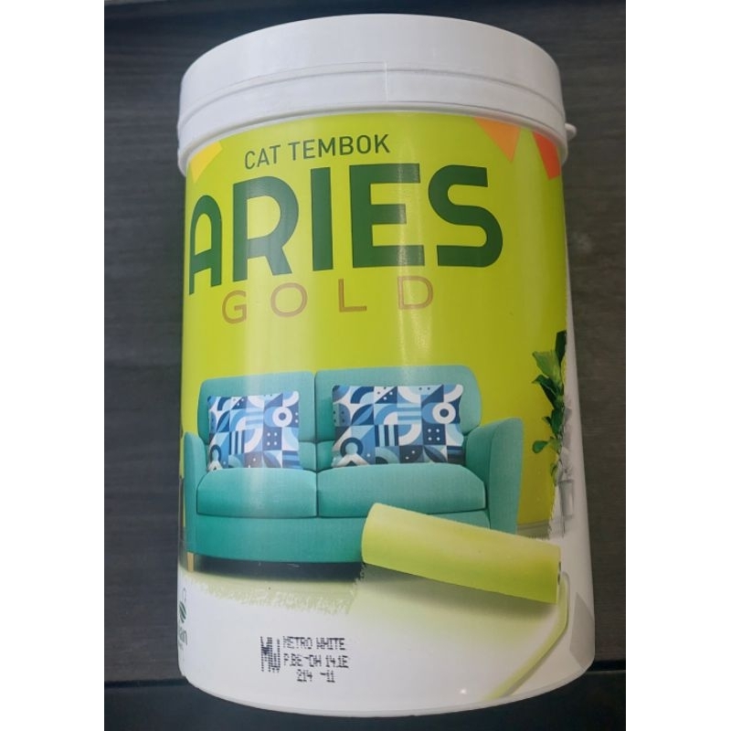 Jual Cat Tembok Aries Gold ukuran 1 kg warna metro white | Shopee Indonesia