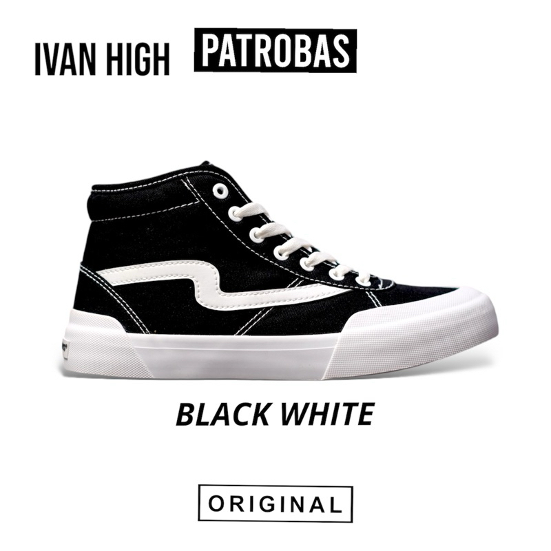 Jual Patrobas Ivan High Black White Original | Shopee Indonesia