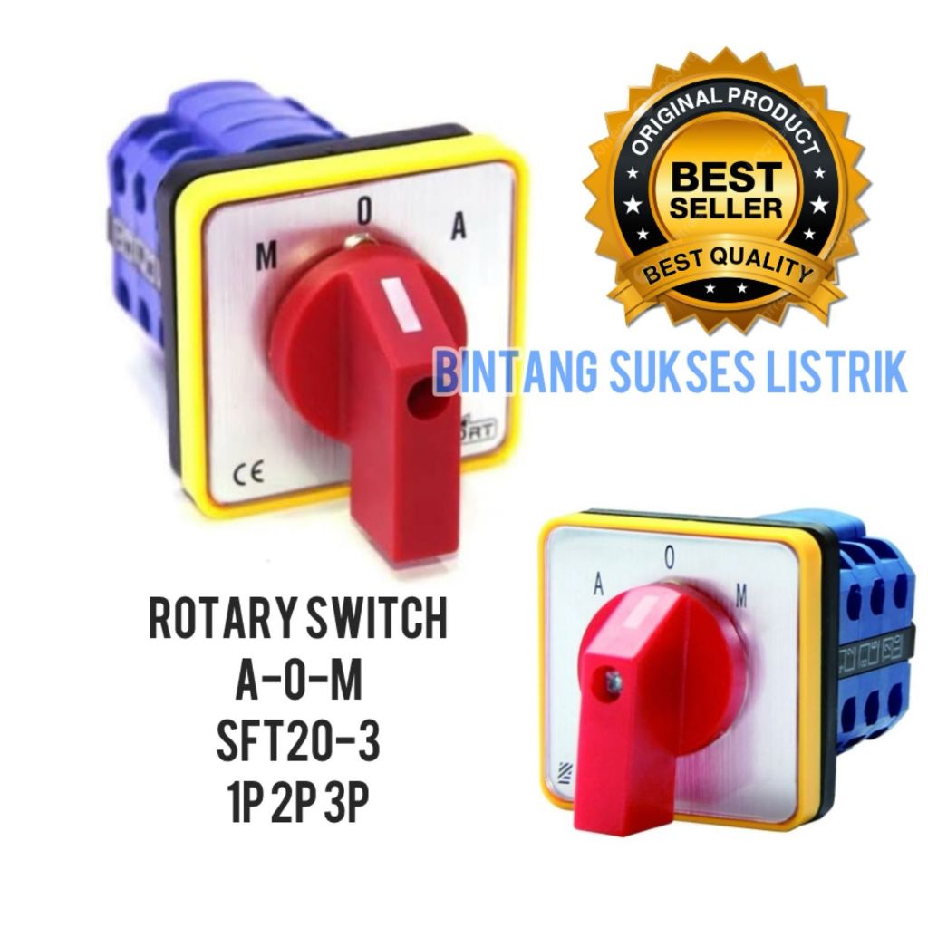 Jual ORIGINAL Selector Switch AOM 3 Position 1P A-O-M SFT20-3-1 Selektor MOA 3 Posisi 1 Phase ...