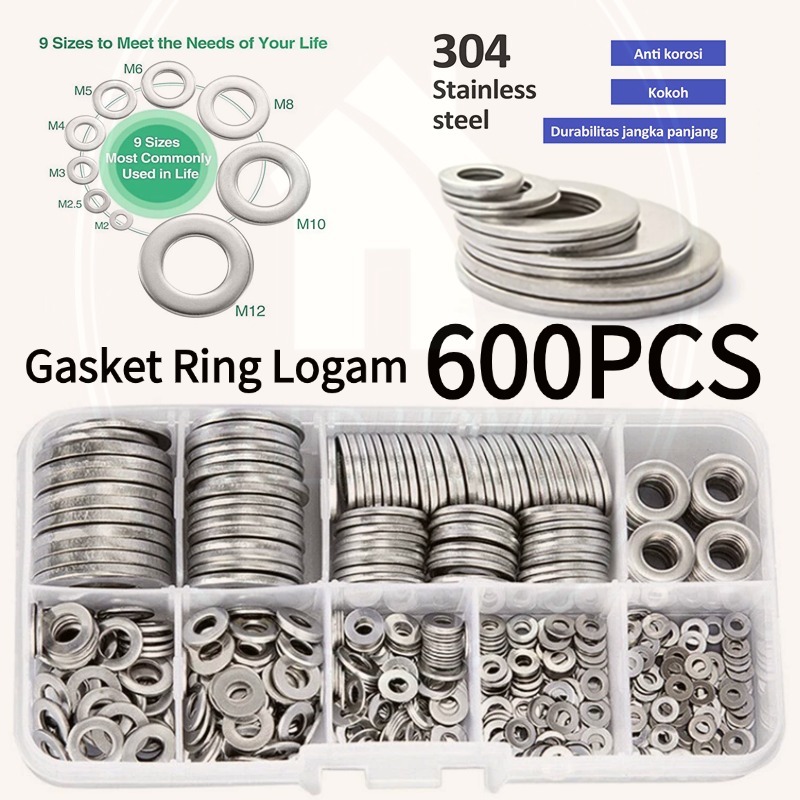Jual 600PCS O Ring Flat Washer/Ring Baut Oli Washer Plat Stainless ...