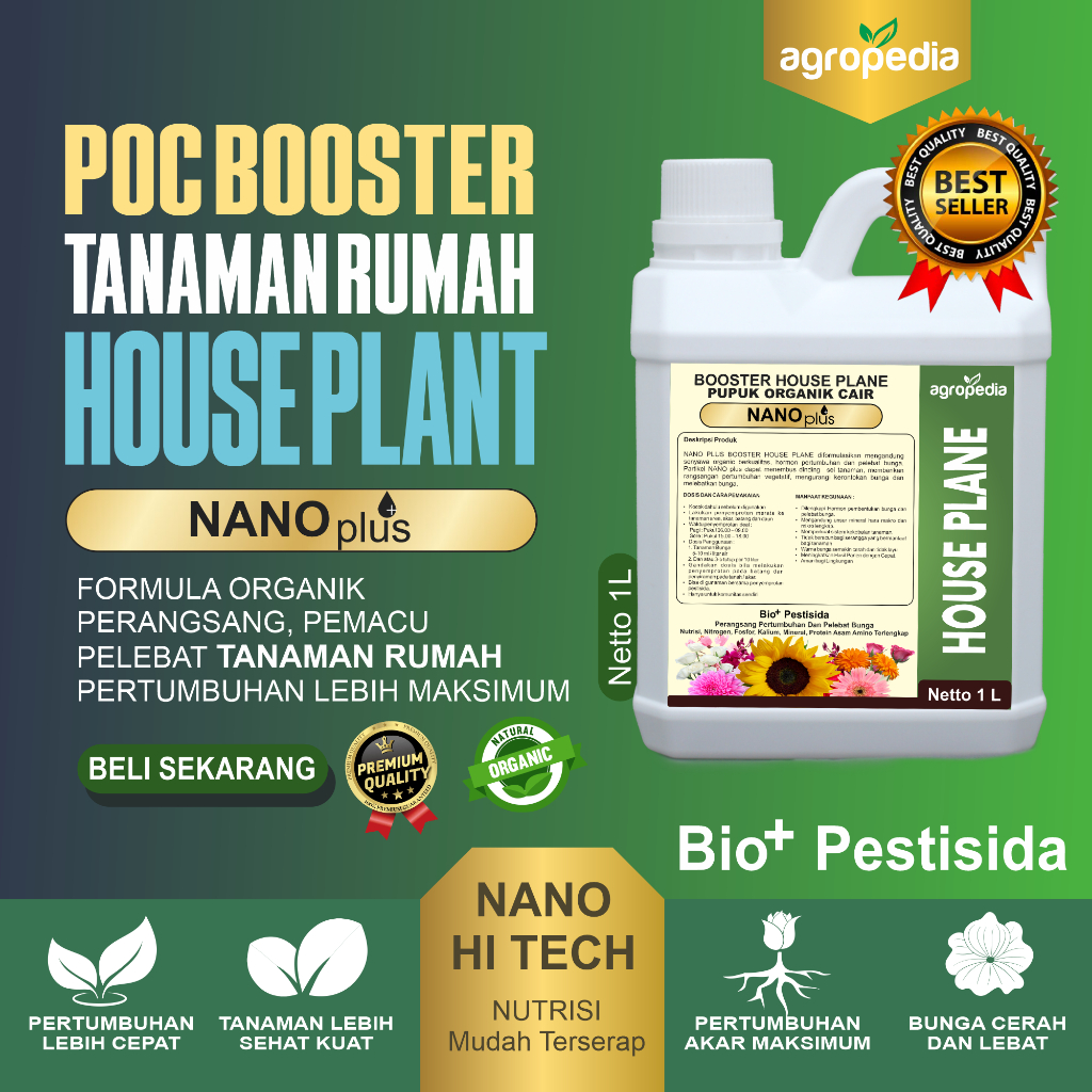 Jual Pupuk Tanaman Halaman Rumah Alami NANOplus, Pupuk Pertumbuhan House Plants, Suplemen ...