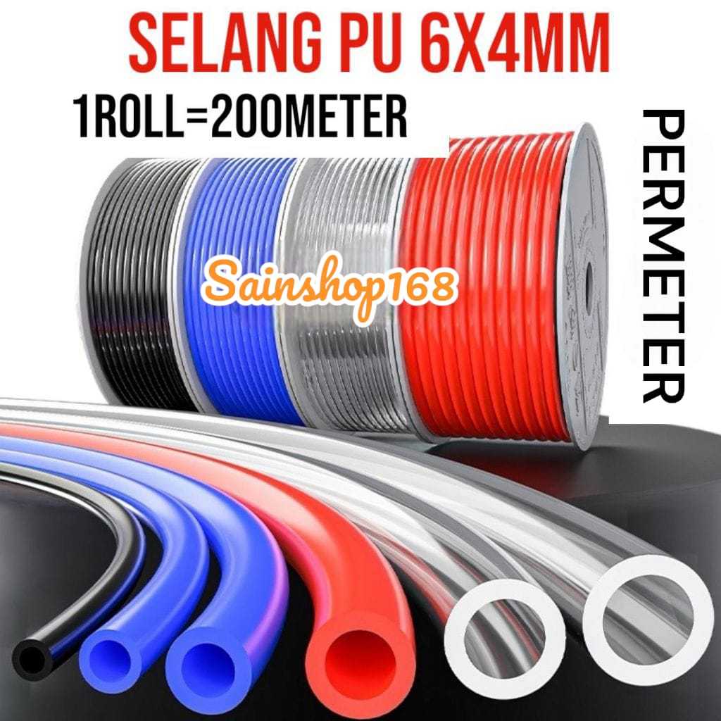 Jual SELANG PU 6MMX4MM/SELANG ANGIN PNEUMATIC/SELANG POLYURETHANE PER METER (PU) | Shopee Indonesia