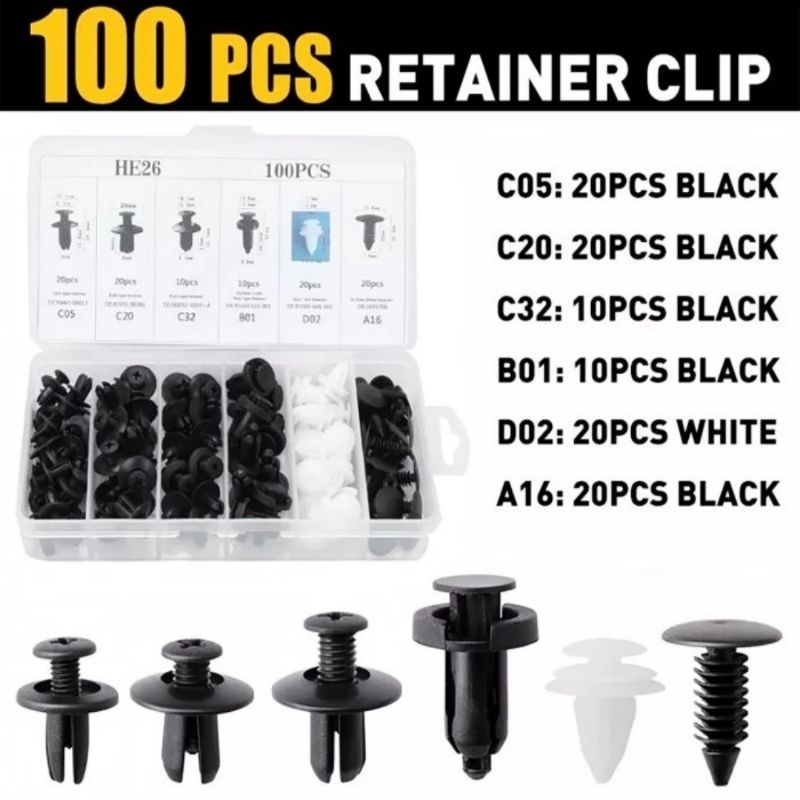Jual 1 SET 100 PCS Baut Kancing Rivet Klip Clip Pengencang Bemper Door ...