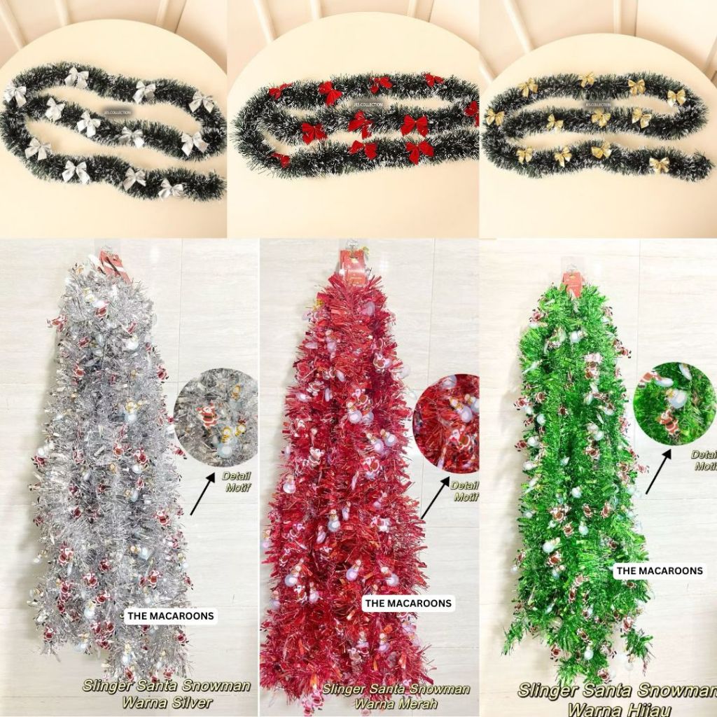 Jual Slinger Natal Hiasan Pohon Natal / Tinsel Dekorasi Hampers Parcel ...