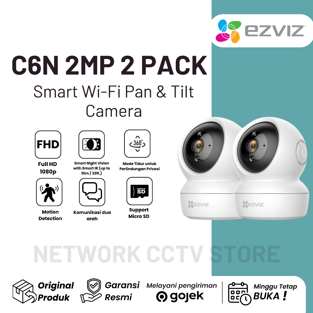 Jual KAMERA Ezviz C6N 2MP 2Pack Smart Wi-Fi Pan & Tilt Camera | Shopee ...