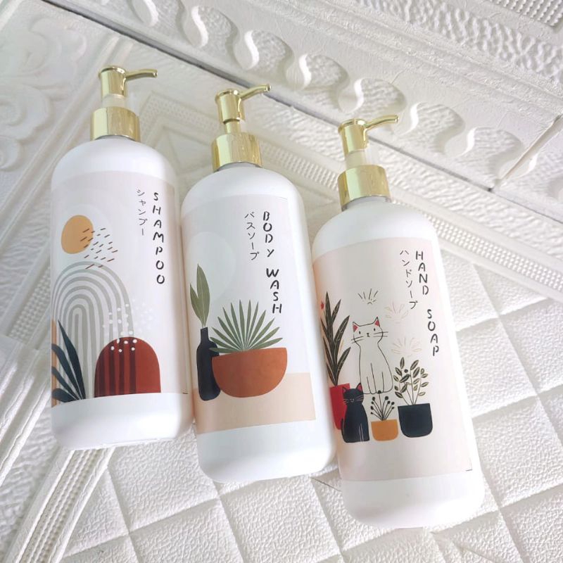 Jual Botol sabun cair aesthetic pump estetik 500ml refill body wash ...