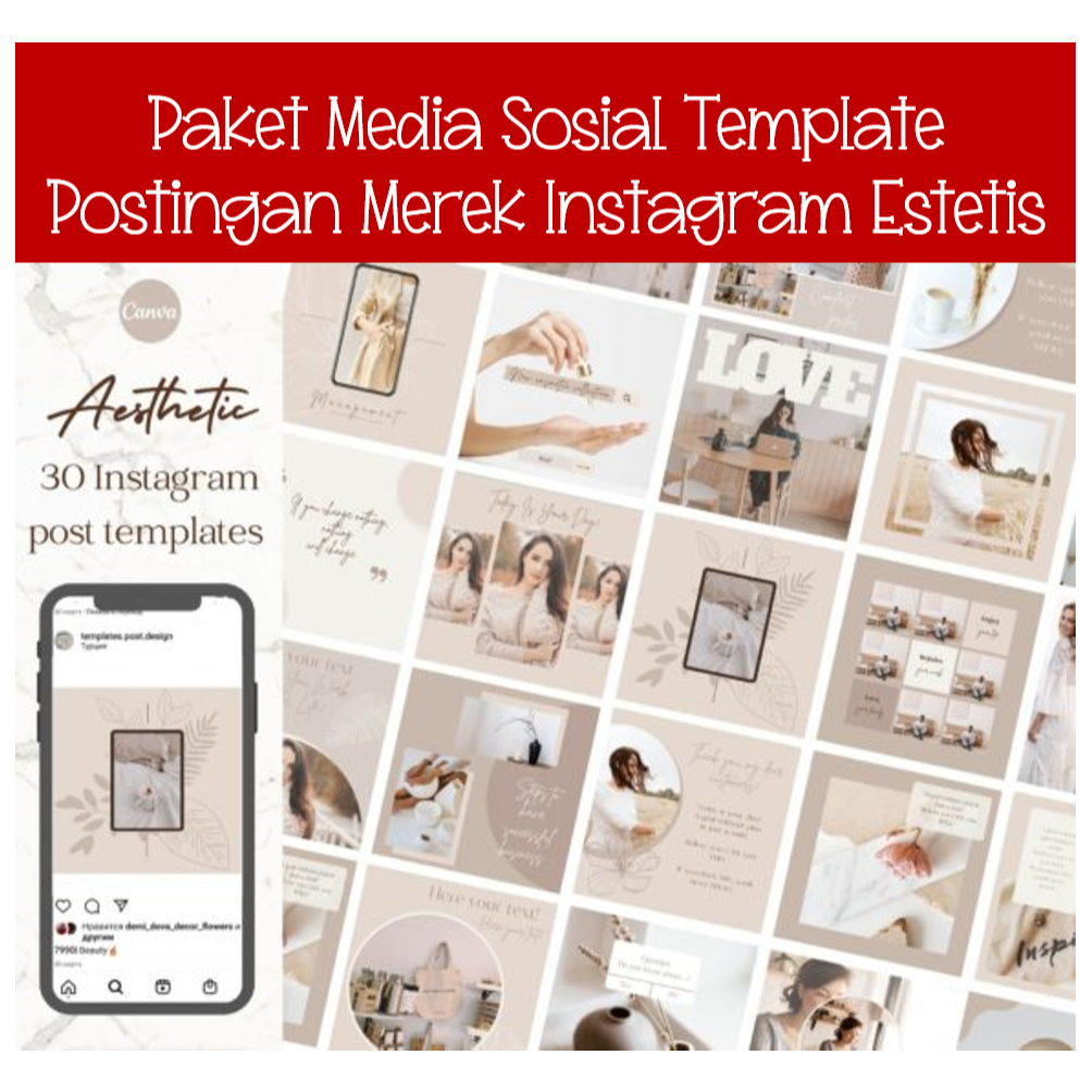 Jual Paket Media Sosial Template Postingan Merek Instagram Estetis ...