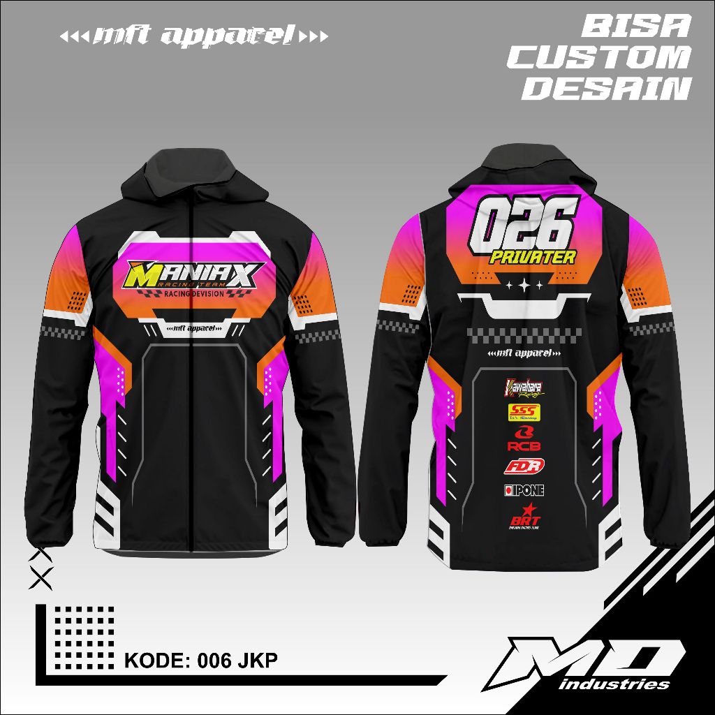 Jual JS1 Jaket Racing Custom Baju Jaket Racing Parasut Edit Nama & Nomor Bahan Taslan Waterproof ...