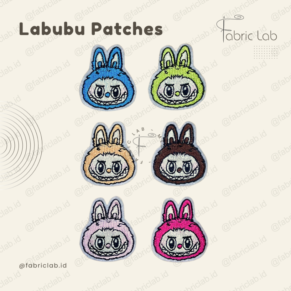 Jual Labubu Head Patch 5cm Iron On Stiker Sew Patch Embroidery Bordir ...
