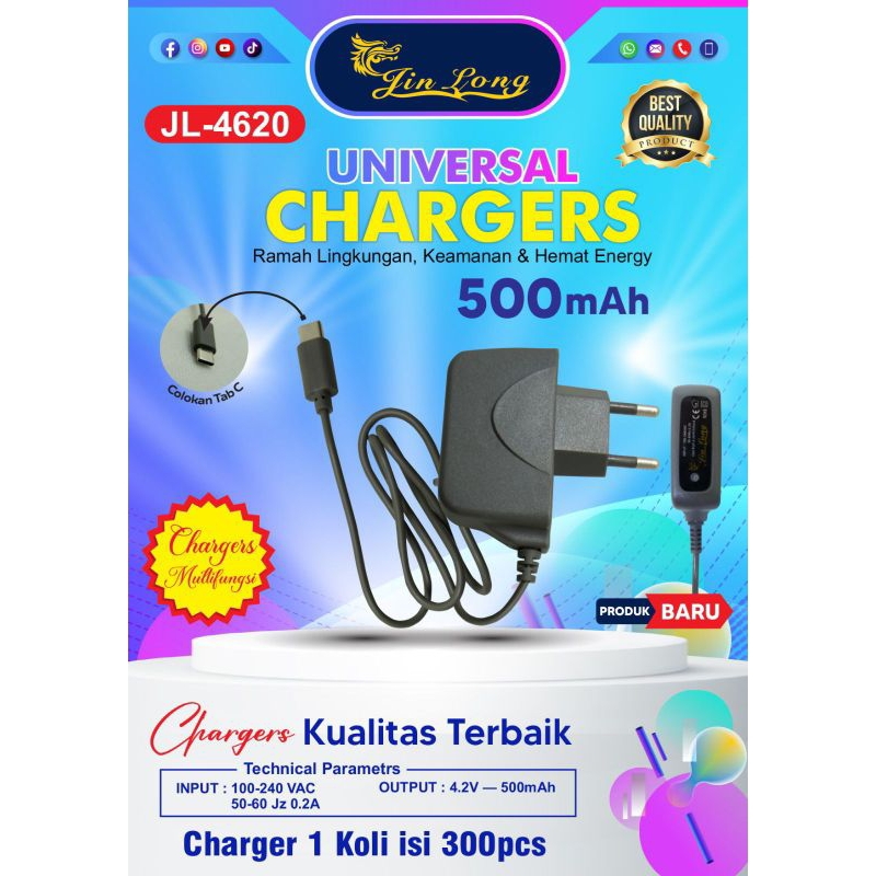 Jual CHARGERS UNIVERSAL MEREK JIN LONG 5000MAH | Shopee Indonesia