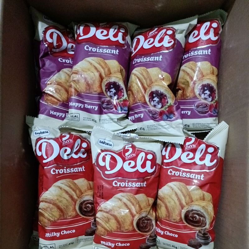 Jual 5 days croissant Deli 1 karton isi 20pcs bisa mix milky choco ...