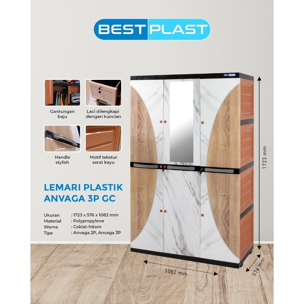 Jual Lemari Pakaian Plastik Bestplast 3 Pintu model gantungan/hambalan ...