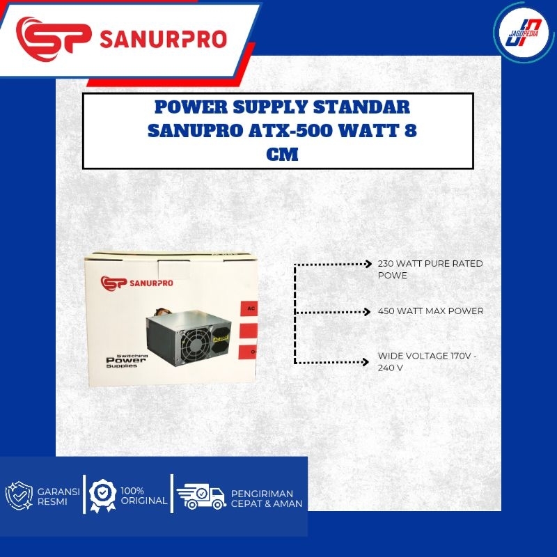 Jual POWER SUPPLY STANDAR SANURPRO ATX-500 WATT 8 CM | Shopee Indonesia