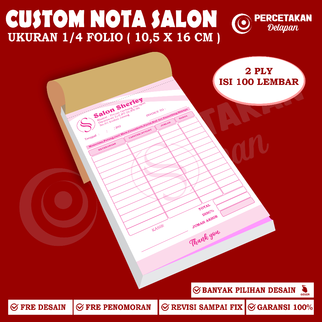 Jual nota salon custom | Shopee Indonesia
