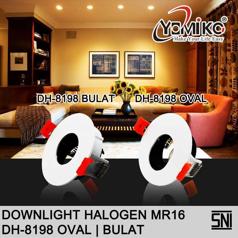 Jual YOMIKO Kap Lampu Downlight Halogen MR16 / Downlight Inbow Bulat ...