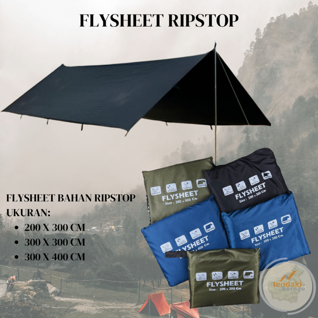 Jual Flysheet Local Ripstop Tenda Waterproof 3x4 Atap Tenda Outdoor ...