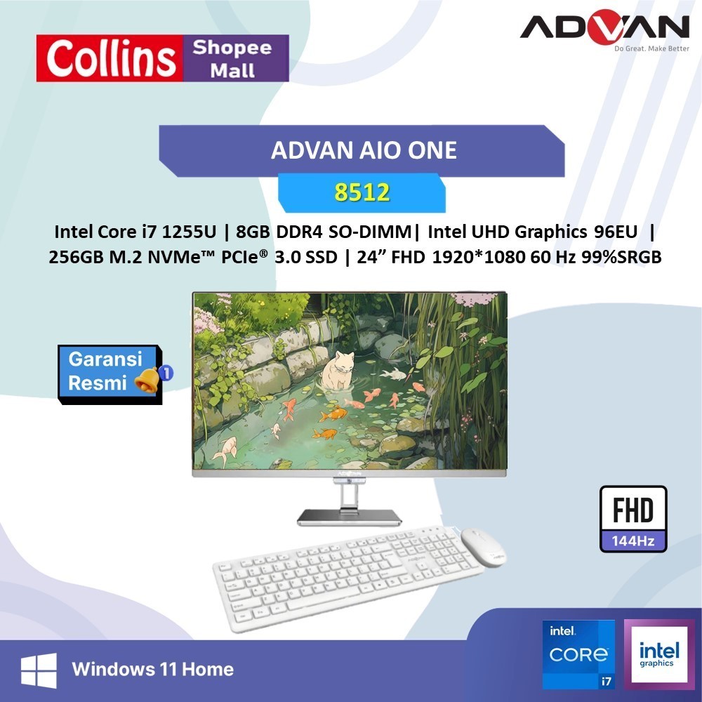 Jual ADVAN AIO ONE I7 1255U RAM 8GB SSD 512GB WIN 11 PRO 23.8FHD SLV | Shopee Indonesia