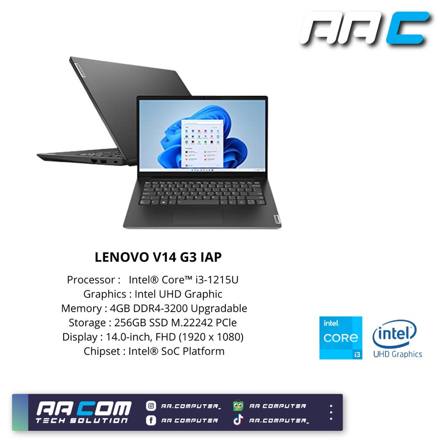 Jual Laptop LENOVO V14 G3 IAP/ i3-1215U 4GB/256GB SSD/Intel UHD | Shopee Indonesia