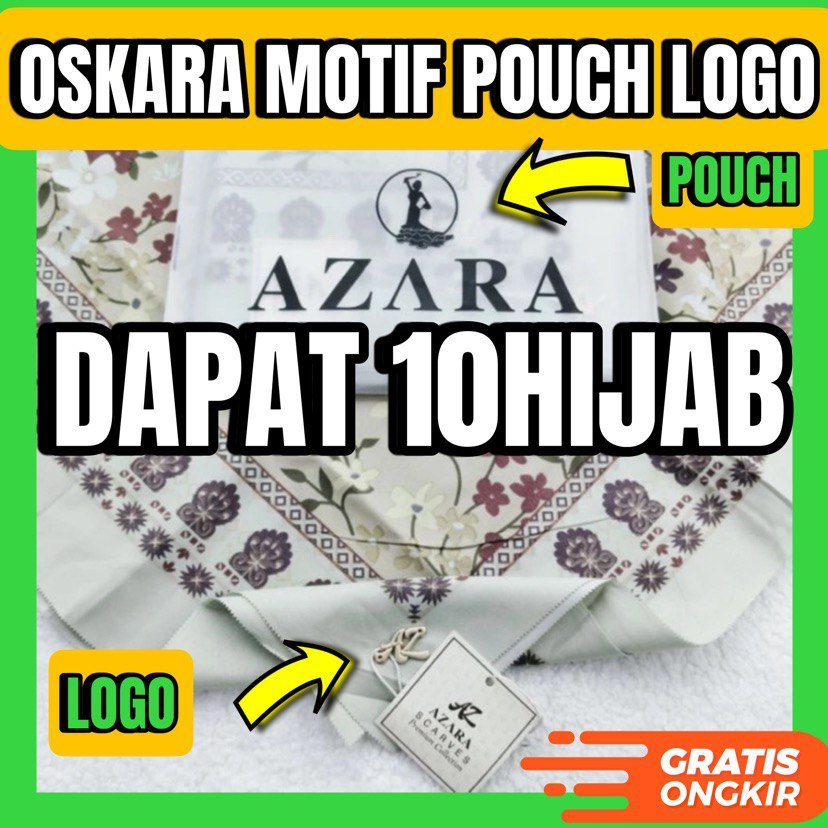 Jual 10 HIJAB OSKARA MOTIF METAL LOGO POUCH LASER CUT AZARA ...