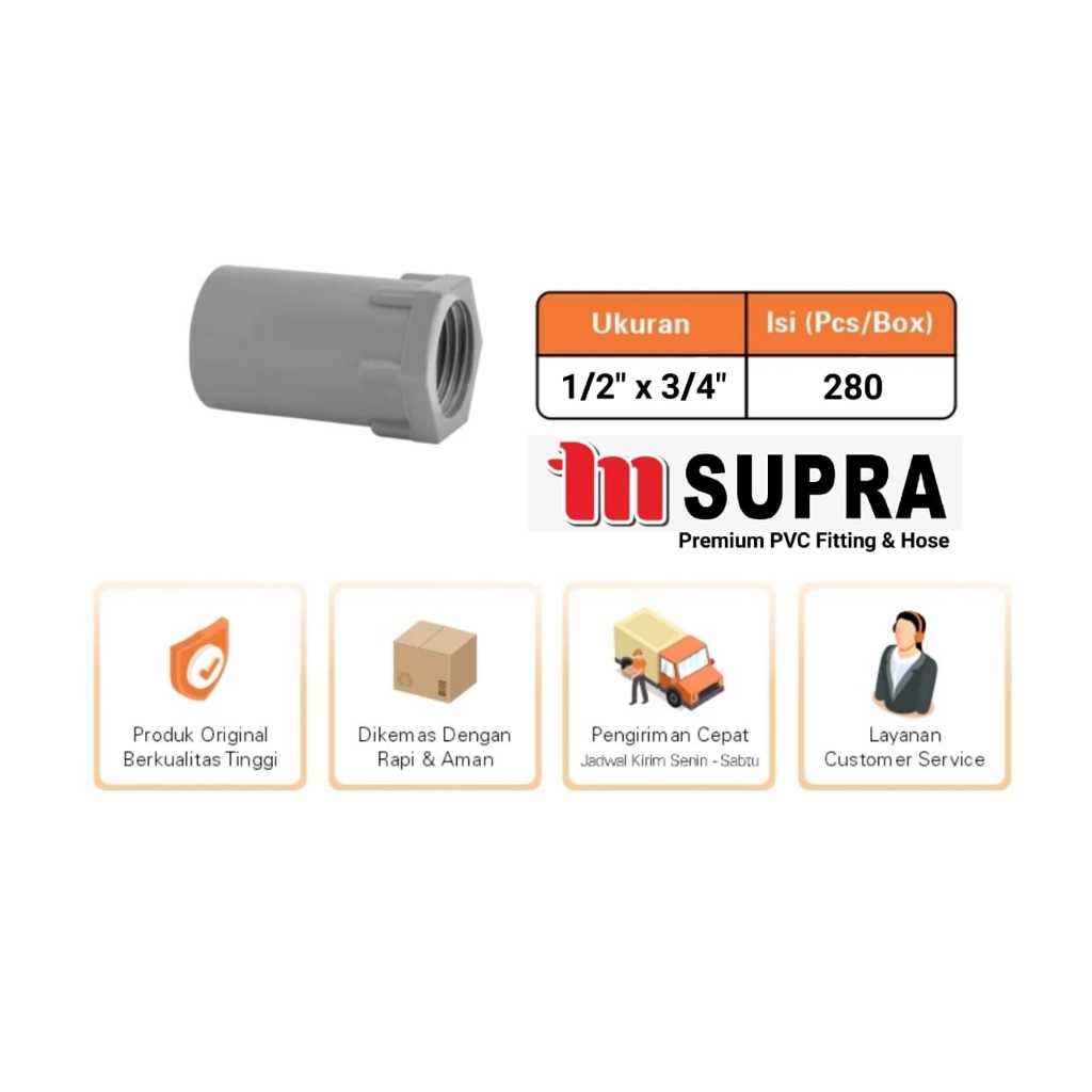 Jual Faucet Socket / Sok Drat Dalam / SDD PVC 1/2" x 3/4" TS | Shopee ...