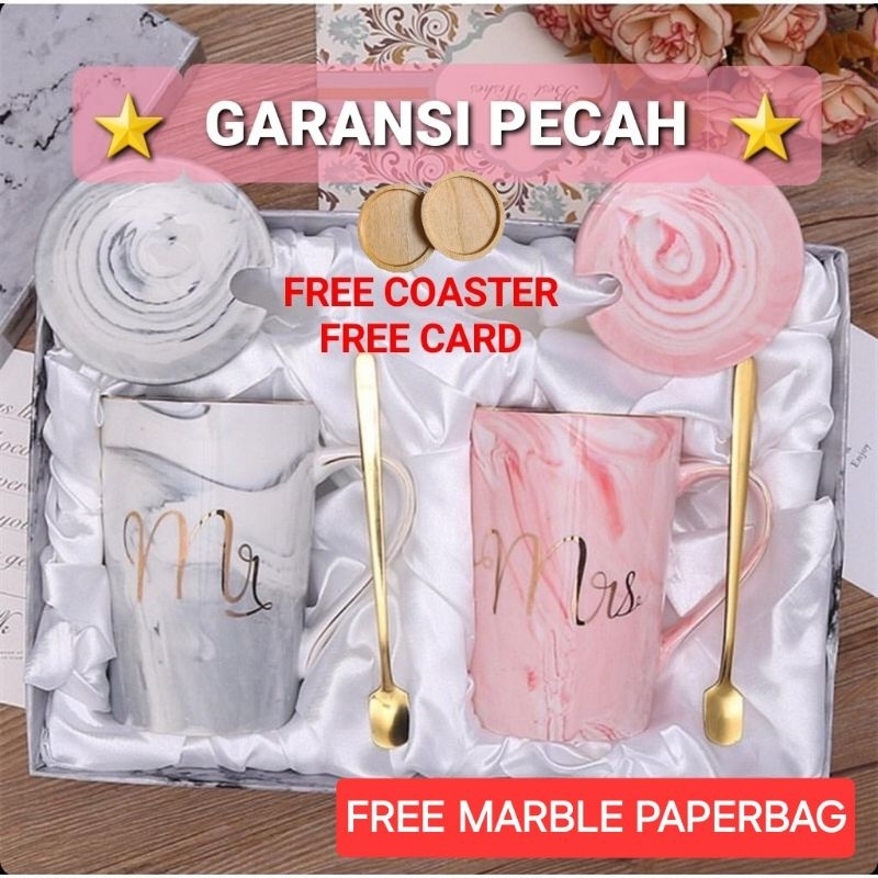 Jual Cangkir Gelas Couple Mr Mrs Mug Gelas Pasangan Marble Box Wedding ...
