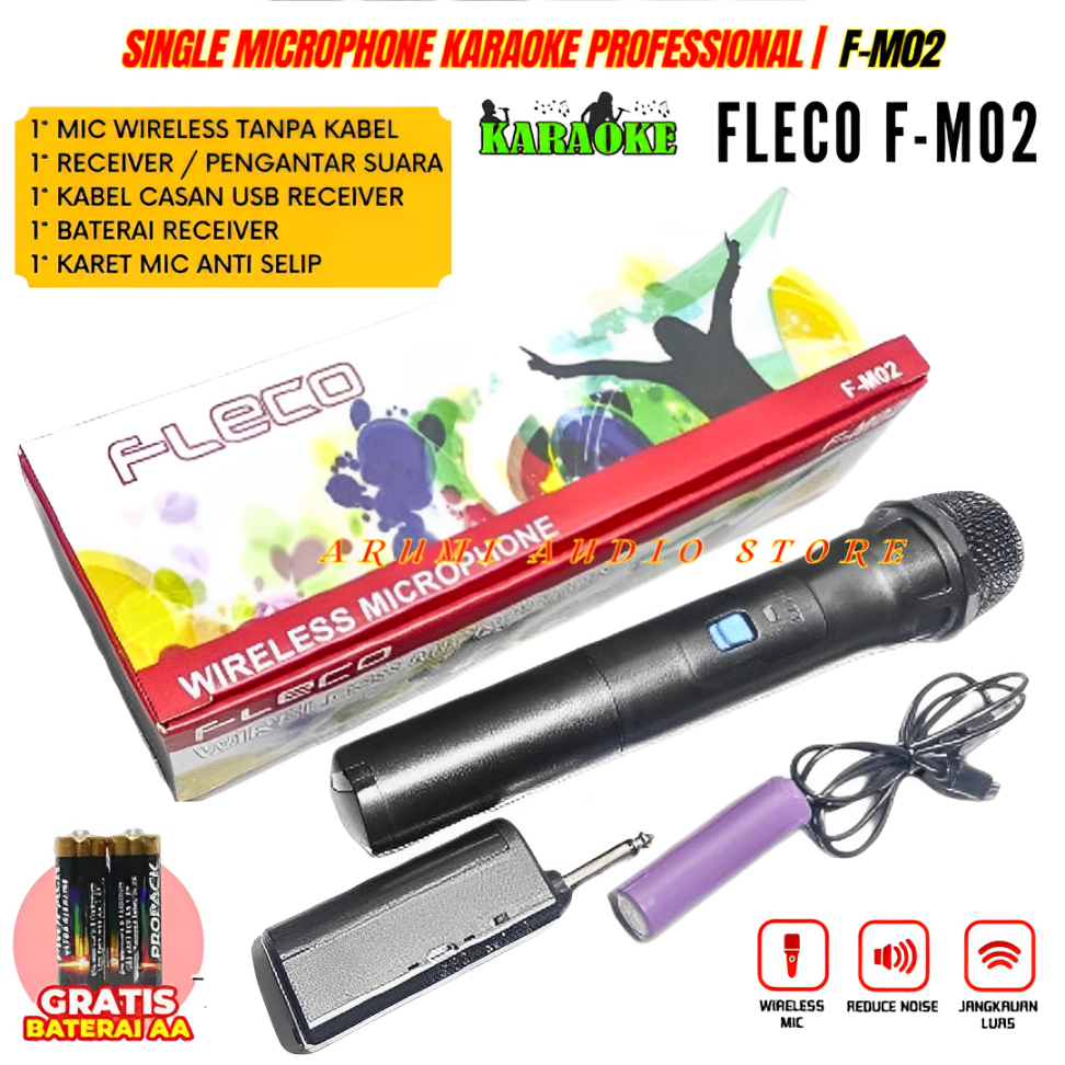 Jual Mic Microphone Wireless Bluetooth Fleco F-M02 | Mic Wearless Murah ...
