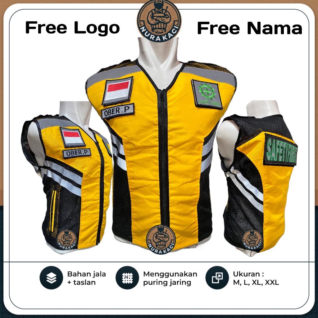 Jual Gratis Logo - Rompi Safety First Proyek Kerja Lapangan Premium ...