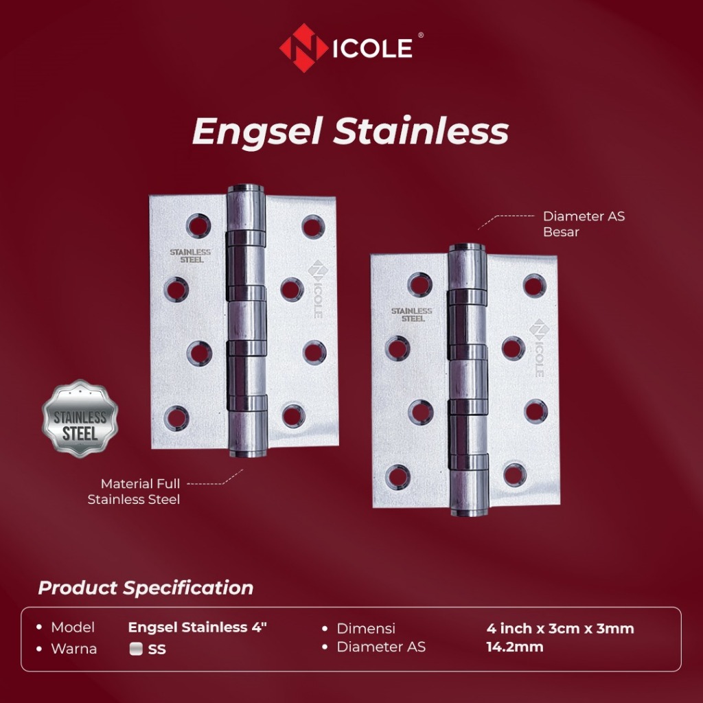 Jual Engsel Stainless Tebal Murah 3 Inch 4 Inch 5 Inch / Door Hinges ...