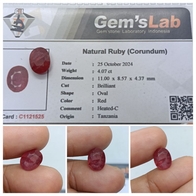 Jual Natural Red Ruby Tanzania Afrika 4 ct memo GemLab warna bagus | Shopee Indonesia