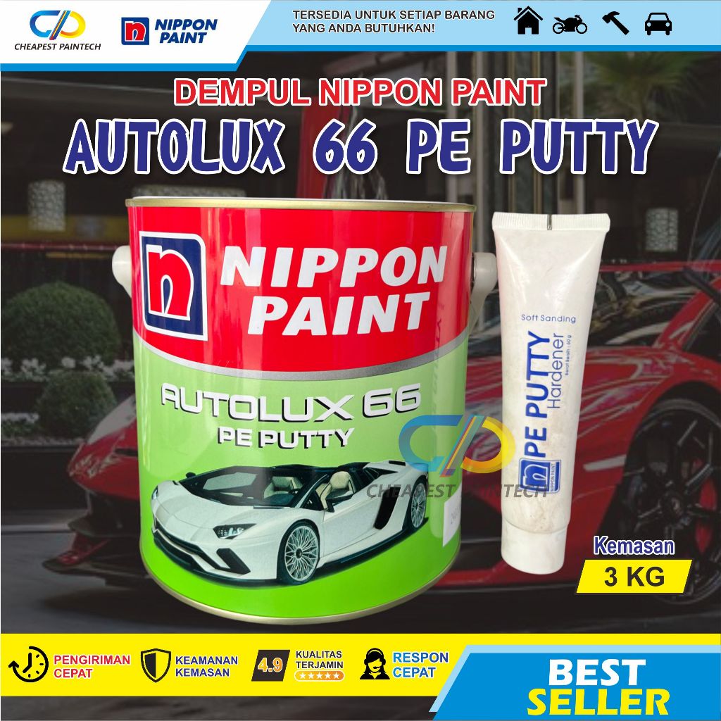Jual DEMPUL NIPPON AUTOLUX 66 PE PUTTY 3 KG (LUAR PULAU JAWA PAKAI JTR ...