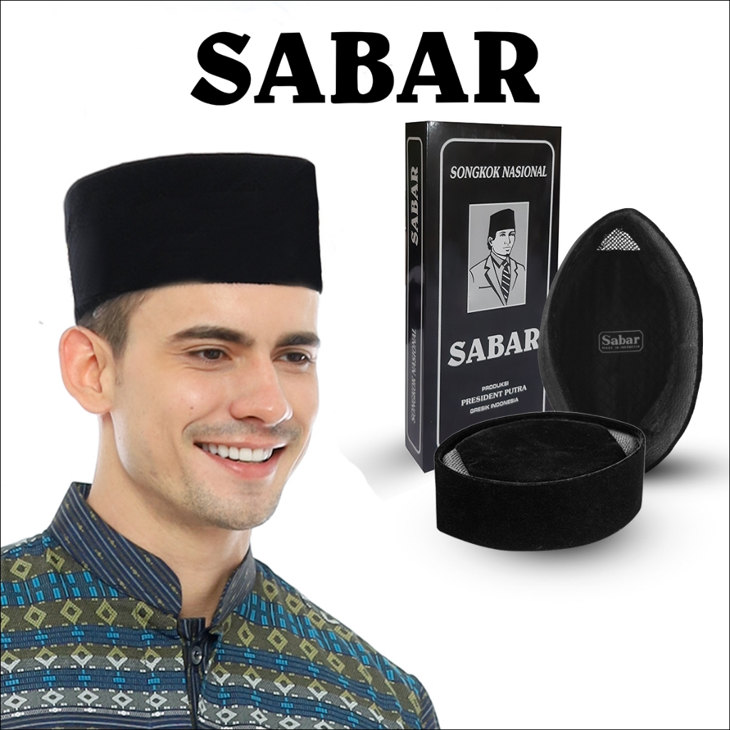 Jual Songkok Hitam Polos Songkok Sabar AC Kopyah Hitam Nasional Peci ...
