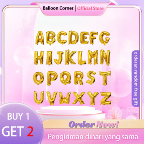 Jual Balon Foil Huruf 40cm abjad Huruf A-Z Gold Ballon Alfabet Happy ...