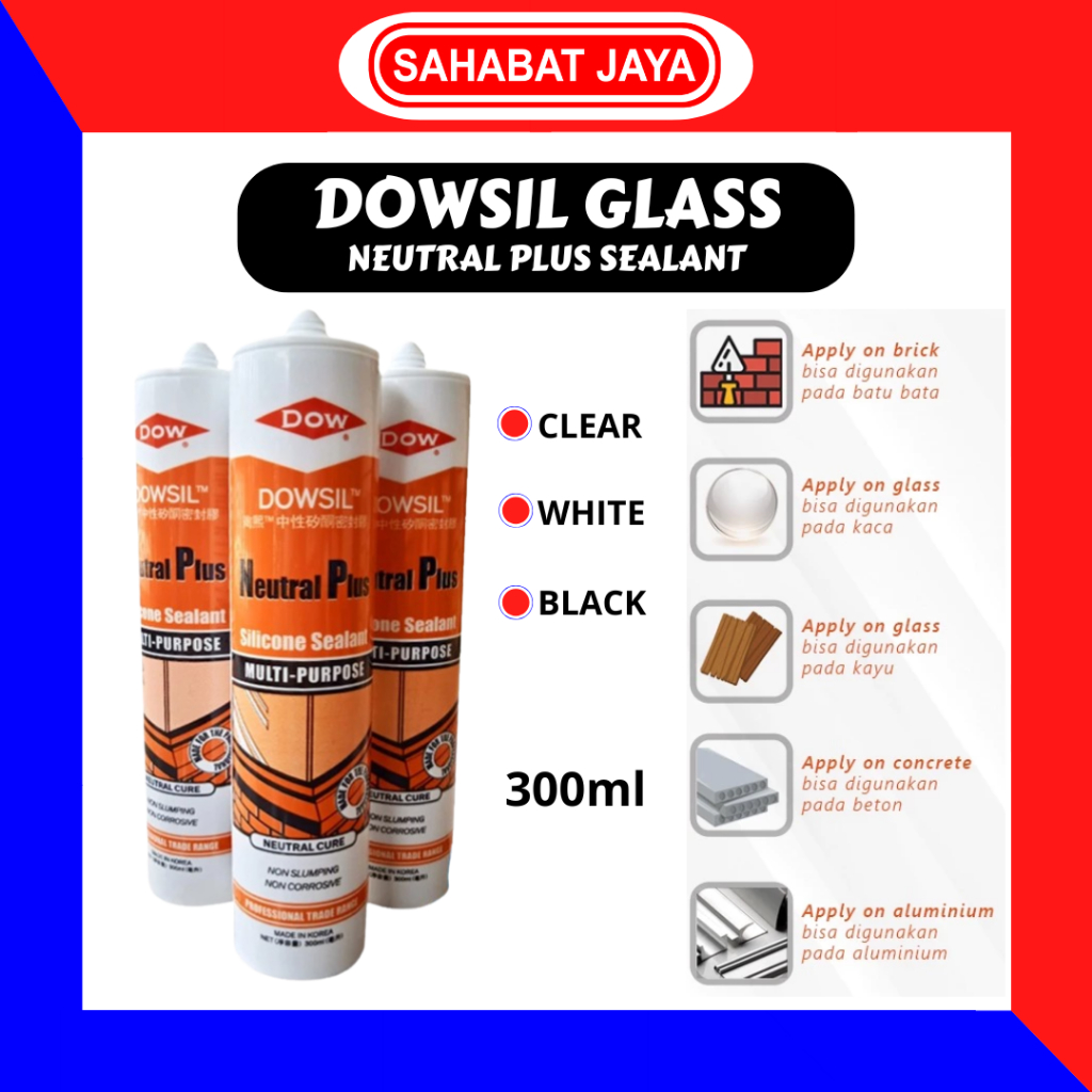 Jual DOWSIL LEM SEALANT SILICONE GLASS / SILIKON KACA (NEUTRAL NETRAL) DOWSIL | Shopee Indonesia