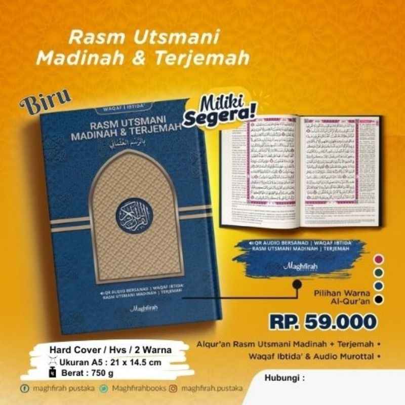 Jual Mushaf Al-Qur'an Rasm Utsmani Madinah + Terjemah + Waqaf Ibtida' + Murotal (Scan Barcode ...