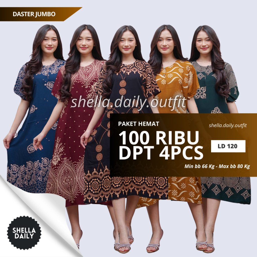 Jual Daster 100 Dapat 4pcs || Daster Rayon Jumbo Lengan Pendek Busui ...