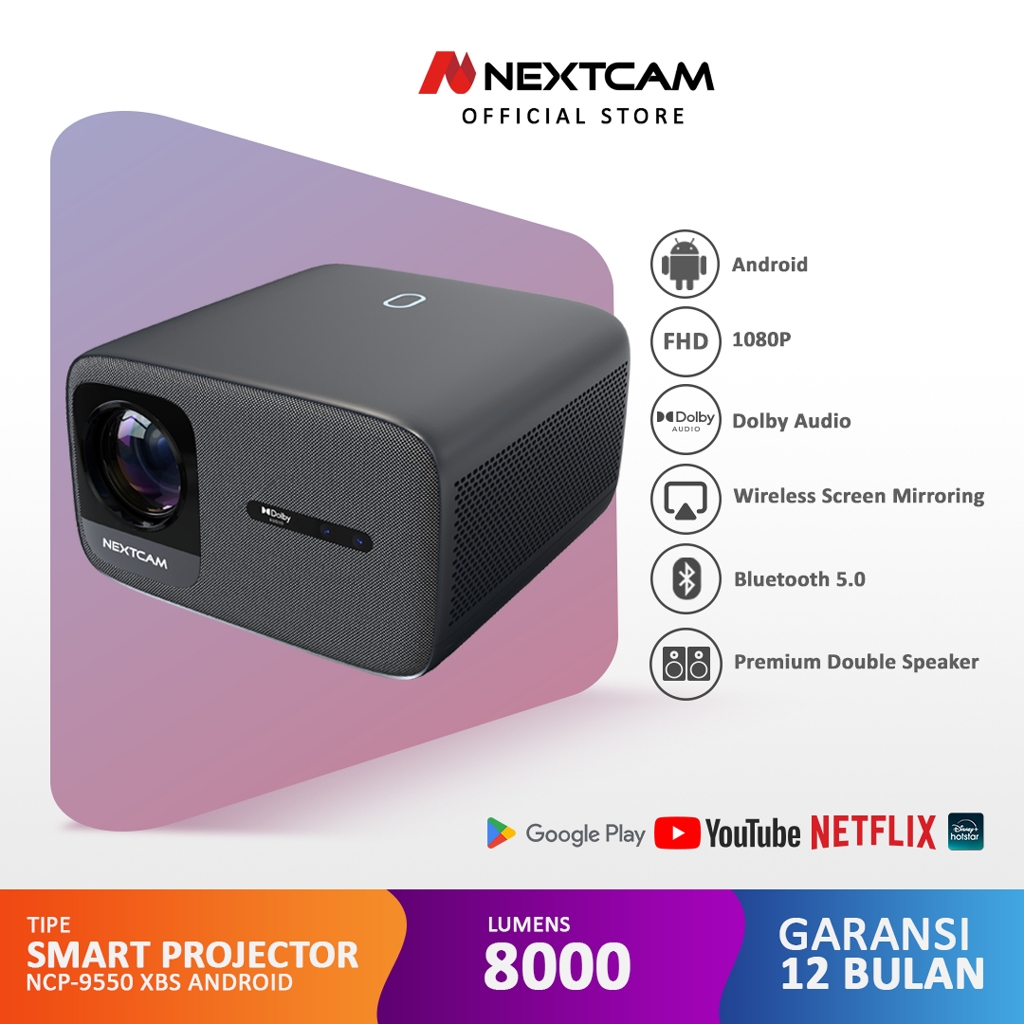 Jual Nextcam Proyektor Smart Android Wifi Dolby Audio 8000lumens Auto ...