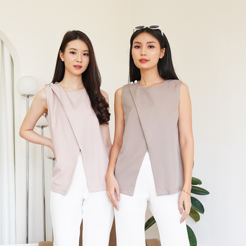 Jual Vest Slevless Kerja Top Twill Helga dan Top Lanetta Rompi Gaya Old ...