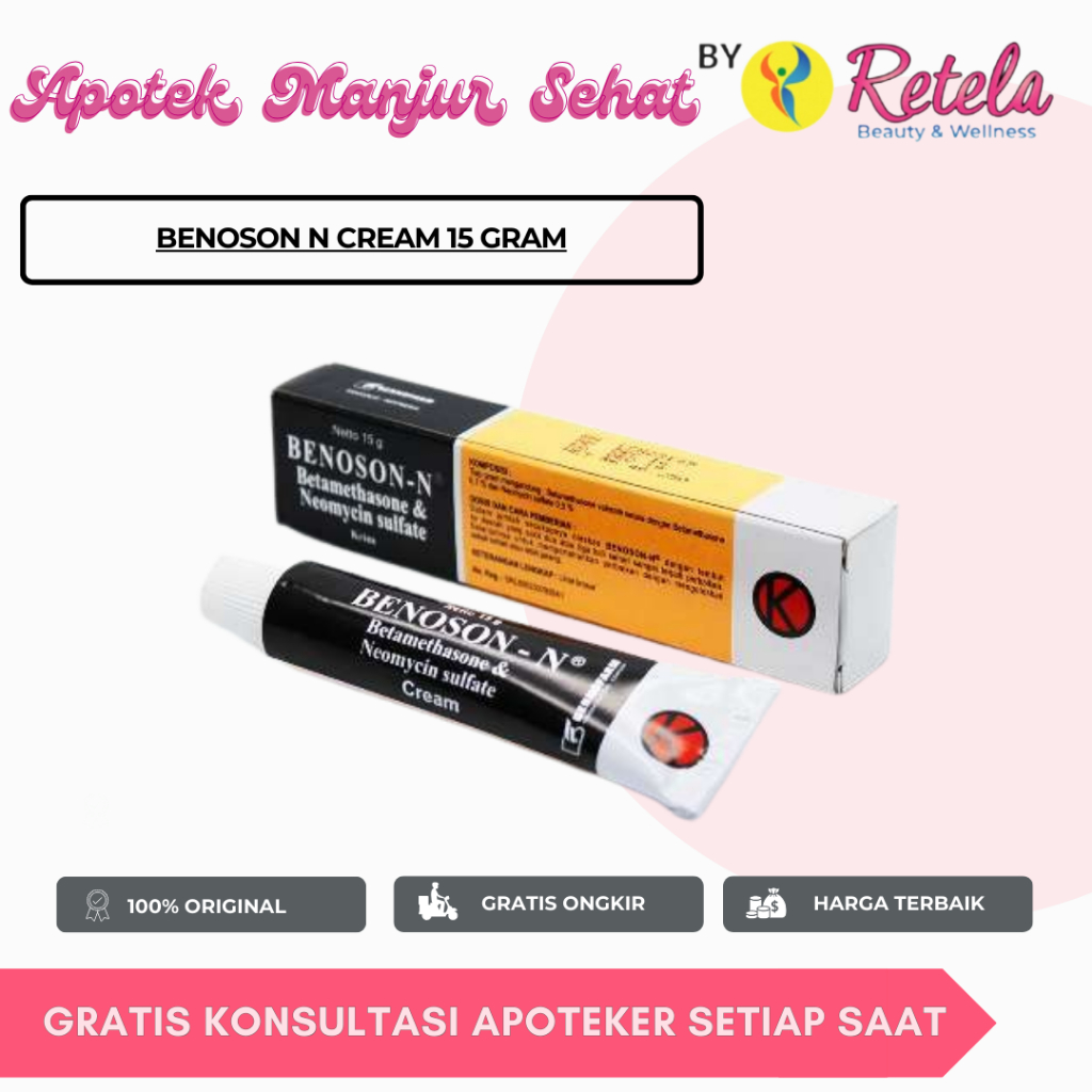 Jual BENOSON N CREAM 15 GRAM/BETAMETHASONE/ NEOMYCIN | Shopee Indonesia