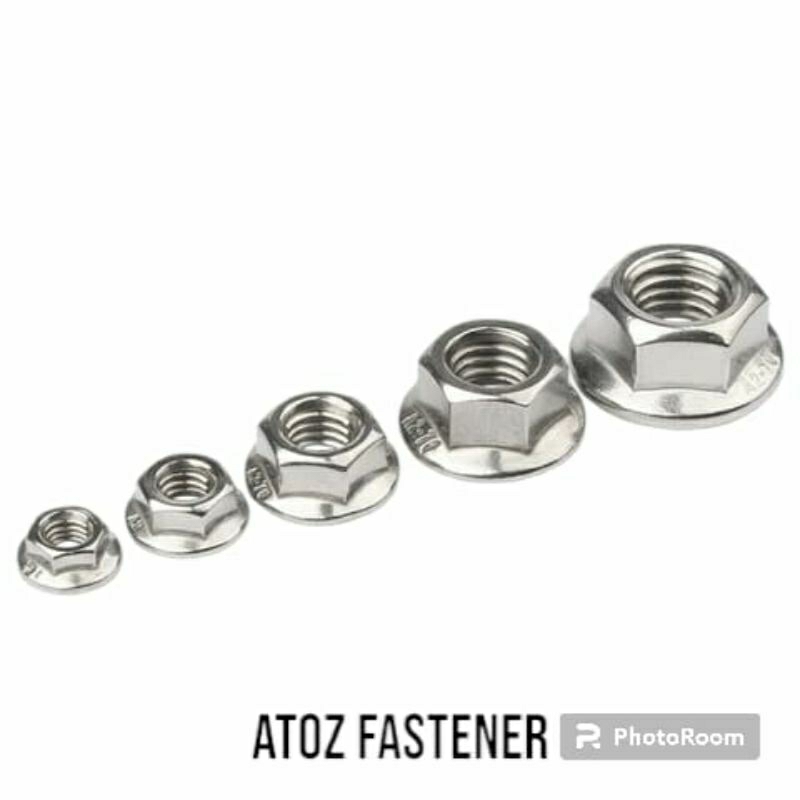 Jual MUR FLANGE NUT M10 ( DRAT HALUS Pitch: 1.25 ) Stainless Steel 304 A2-70. Drat 14 | Shopee ...