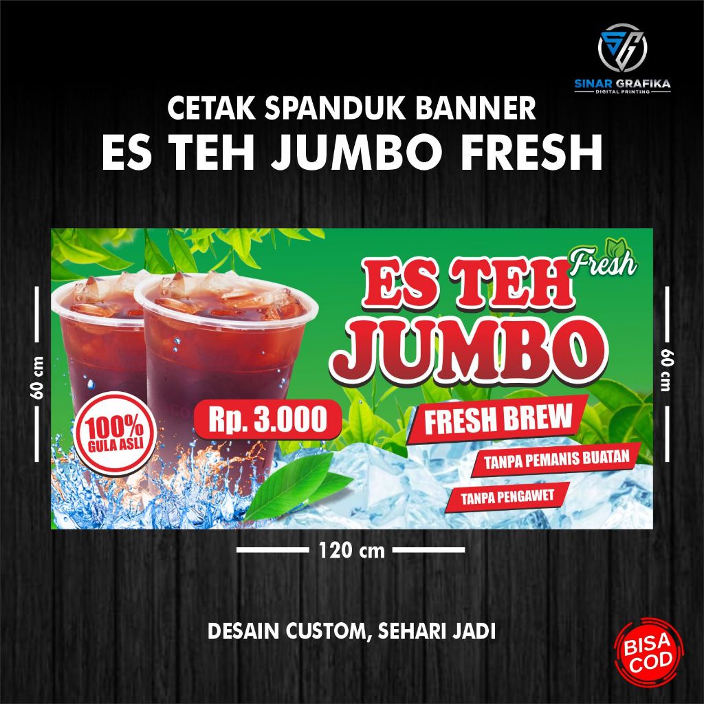 Jual SPANDUK/BANNER ES TEH JUMBO ( BISA CUSTOM TAMBAH NAMA DLL ...