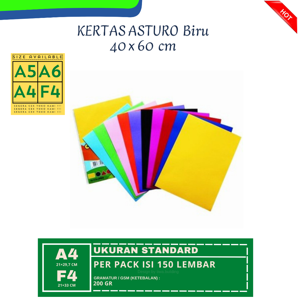 Jual KERTAS ASTURO UKURAN A4 PERPACK ISI 150 LEMBAR TERSEDIA BERBAGAI ...