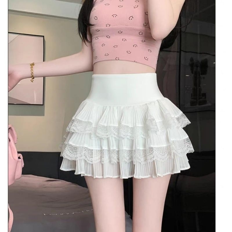 Jual 6350 Larissa Pleated Tiered Mini Skirt Rok Mini Rample Susun Korea ...