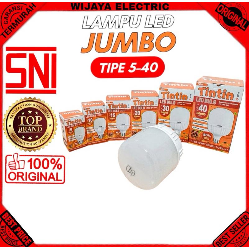 Jual Lampu LED JUMBO TABUNG Tipe 40/30/20/15/10/5 Tintin Putih Terang | Shopee Indonesia