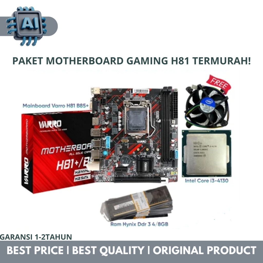 Jual Paket Motherboard Gaming H81 Lga 1150 - Mainboard H81 Varro Chipset B85+ Lga 1150 Gen 4 & 5 ...