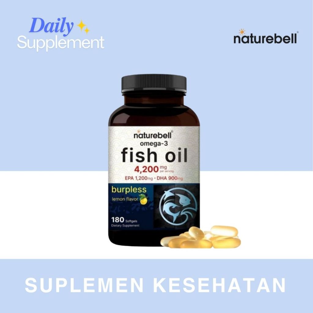 Jual Naturebell Omega 3 Fish Oil 4,200mg EPA+DHA Lemon Flavor-180 ...