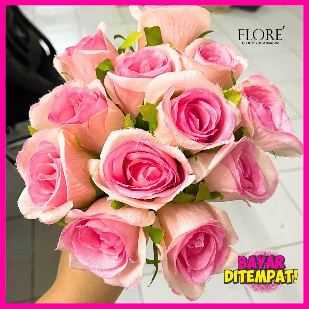 Jual 12 Tangkai Mawar Hias Buket Dekorasi/Bunga Mawar Artificial/Mawar ...