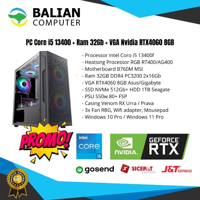 Jual CPU/PC Gaming Core i5 Gen 13 Vga RTX4060 8GB Ram 32GB SSD + HDD ...